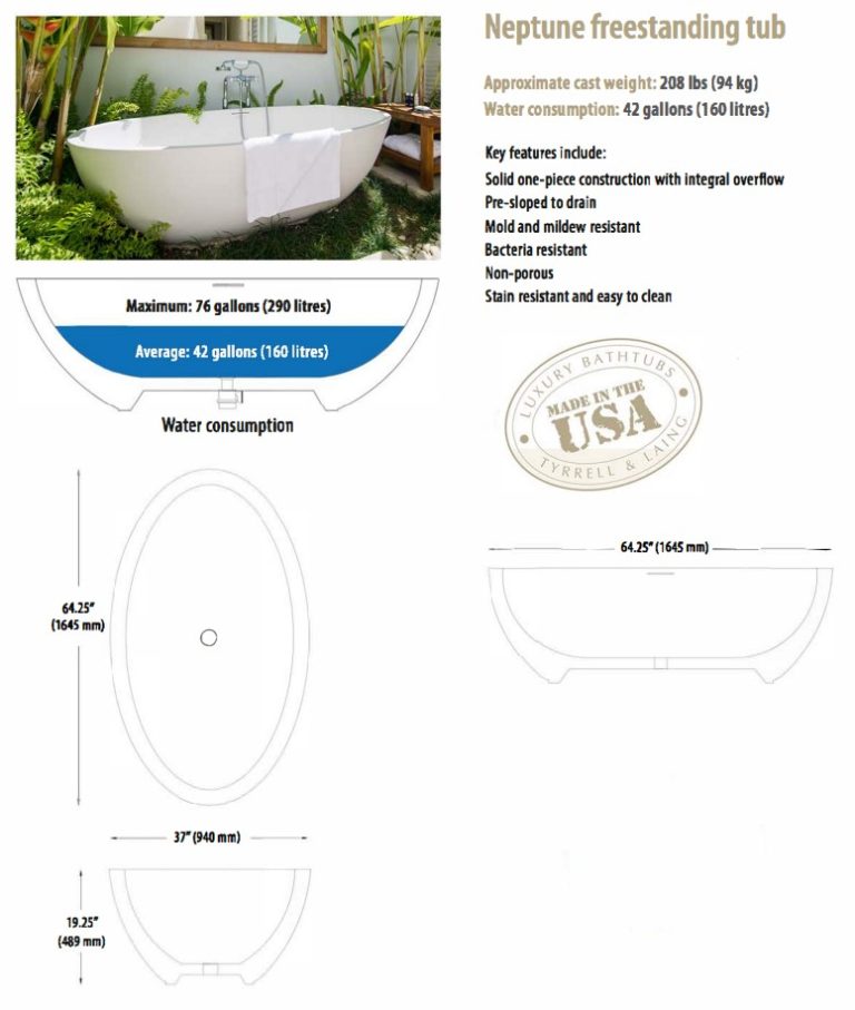 Neptune luxury freestanding bathtub | Oval bathtub | Stone resin